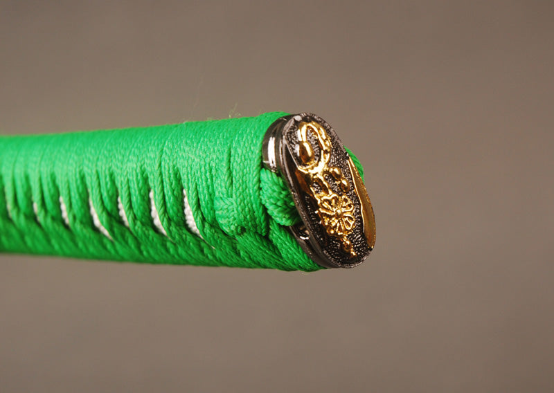 Handle Tsuka Green Synthetic Silk Cord White Rayskin For Japanese Samu ...